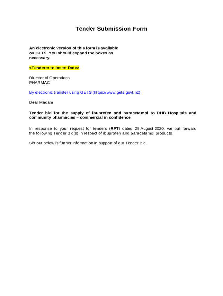 Appendix A - tender submission DOCX, 51 KB Doc Template | pdfFiller