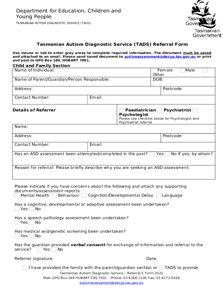 TADS Referral E- - Public Document Centre Doc Template | pdfFiller