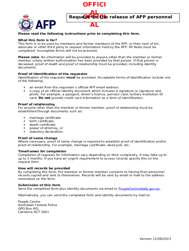 Request for the release of AFP People Strategies records Doc Template ...