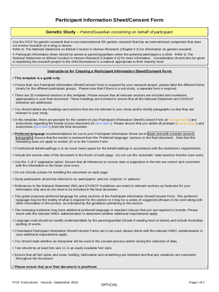 PARTICIPANT INATION SHEET & CONSENT ... Doc Template | pdfFiller