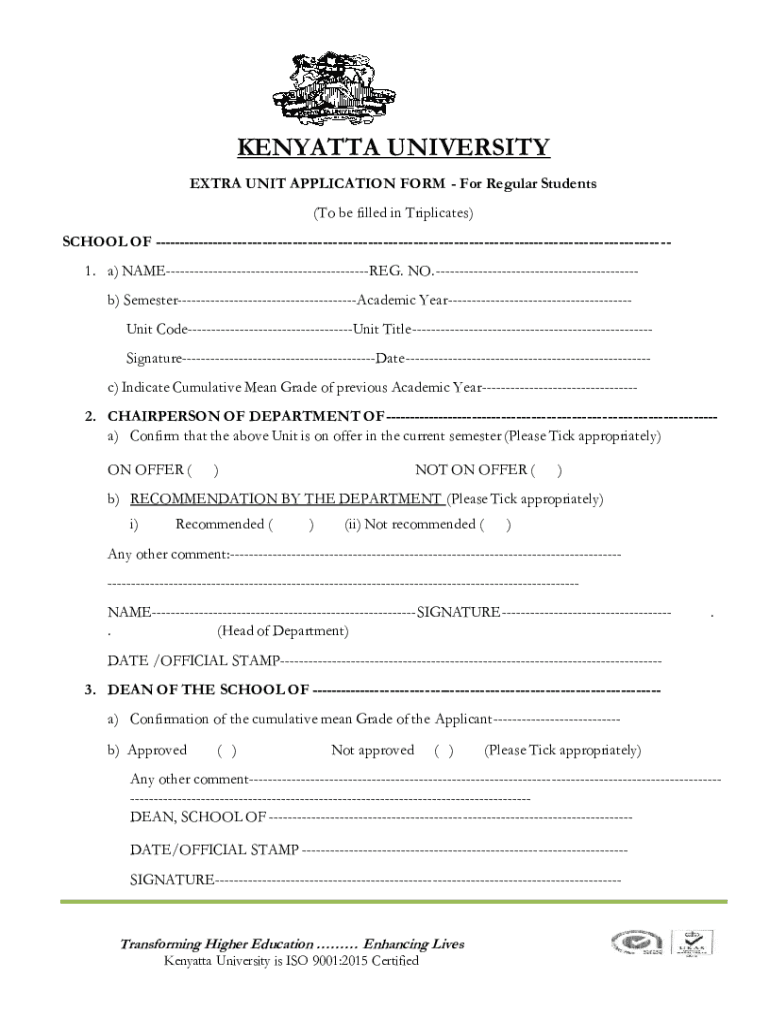 Fillable Online extra unit request form Fax Email Print - pdfFiller