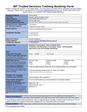 WF Traded Services Training Booking Doc Template | pdfFiller