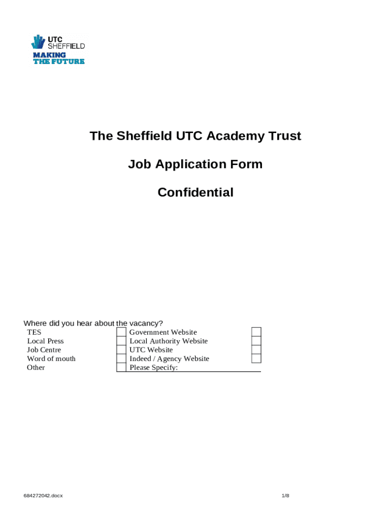 PA to the Principal - UTC Sheffield City Centre Doc Template | pdfFiller