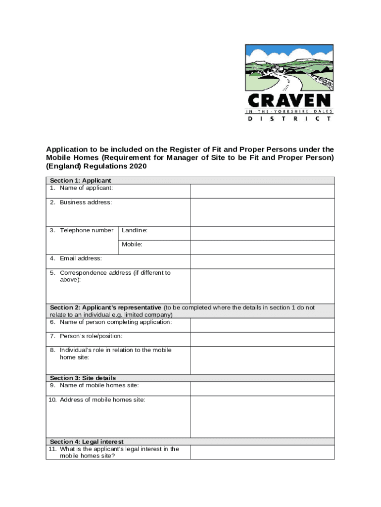 Application for Fit and Proper Persons Register Doc Template | pdfFiller