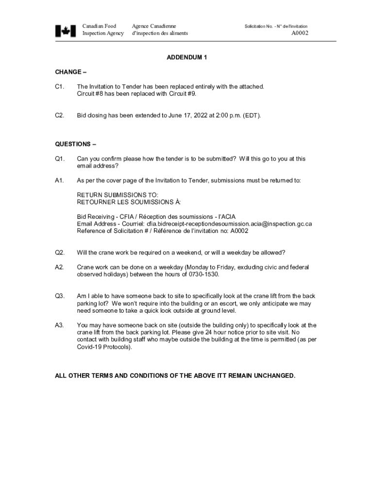 Fillable Online A0002 ADDENDUM 1 CHANGE Fax Email Print - pdfFiller