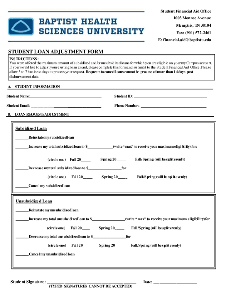 Fillable Online 2021-2022 Federal Direct Loan Adjustment Request Form ...