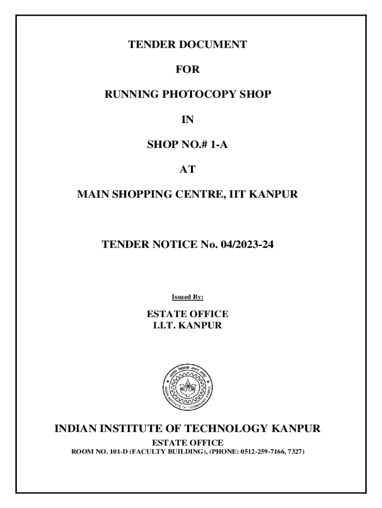 Fillable Online E-Tender Document for Running Stationery &Photocopy ...