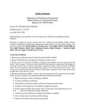 Fillable Online Tender document Department of Mechanical Engineering ...