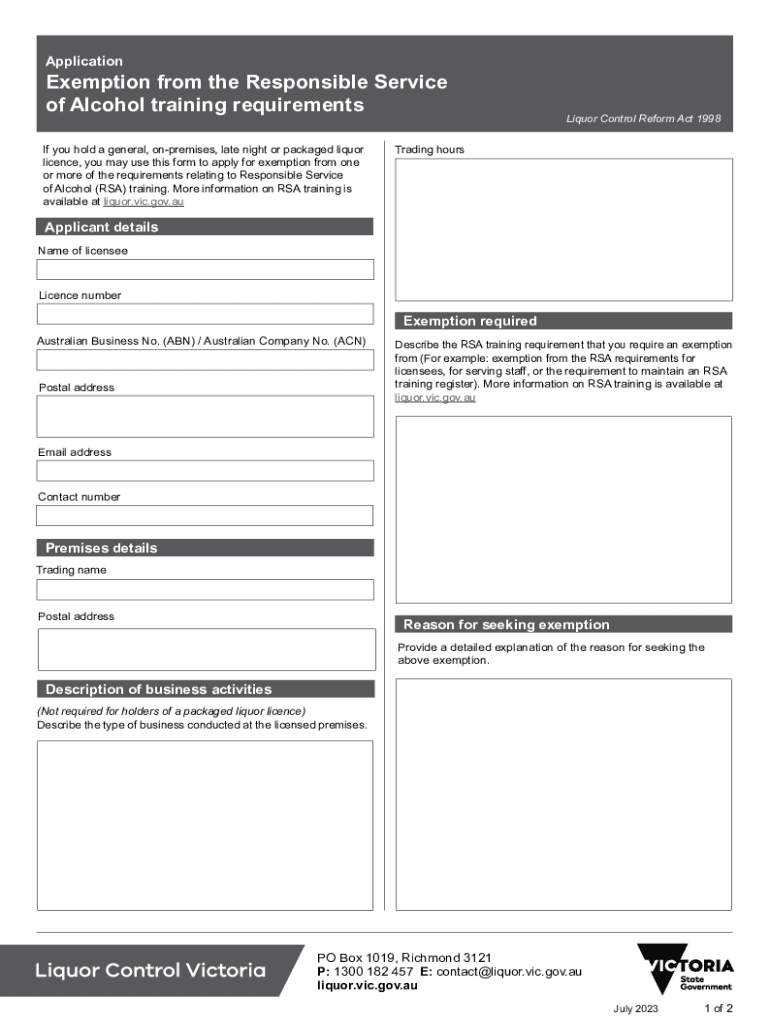 Fillable Online Exemption-from-the-RSA-training-requirement-form ...