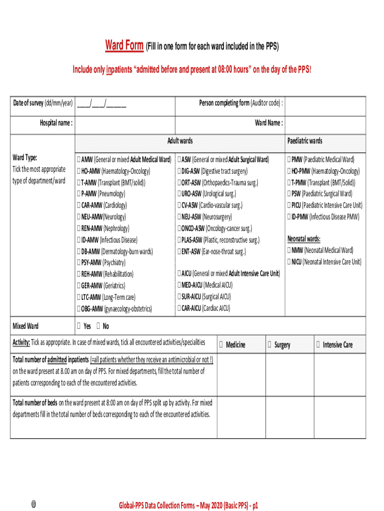 Fillable Online Ward Form (Fill in one form for each ward included in ...