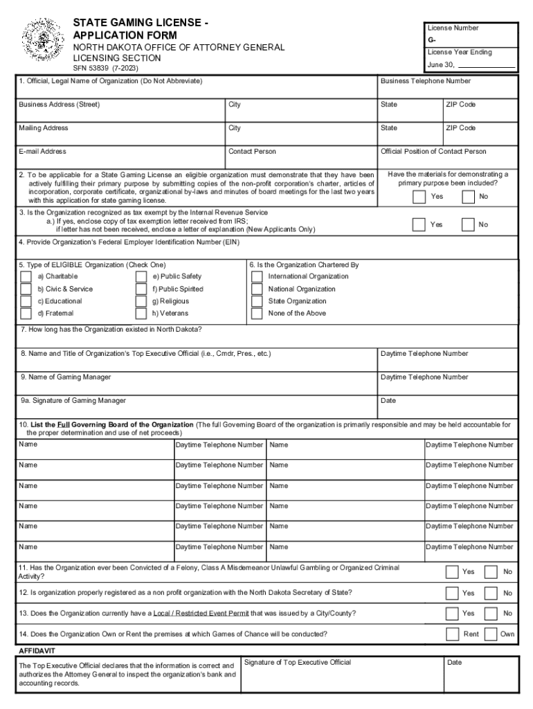 Fillable Online STATE GAMING LICENSE - APPLICATION FORM Fax Email Print ...