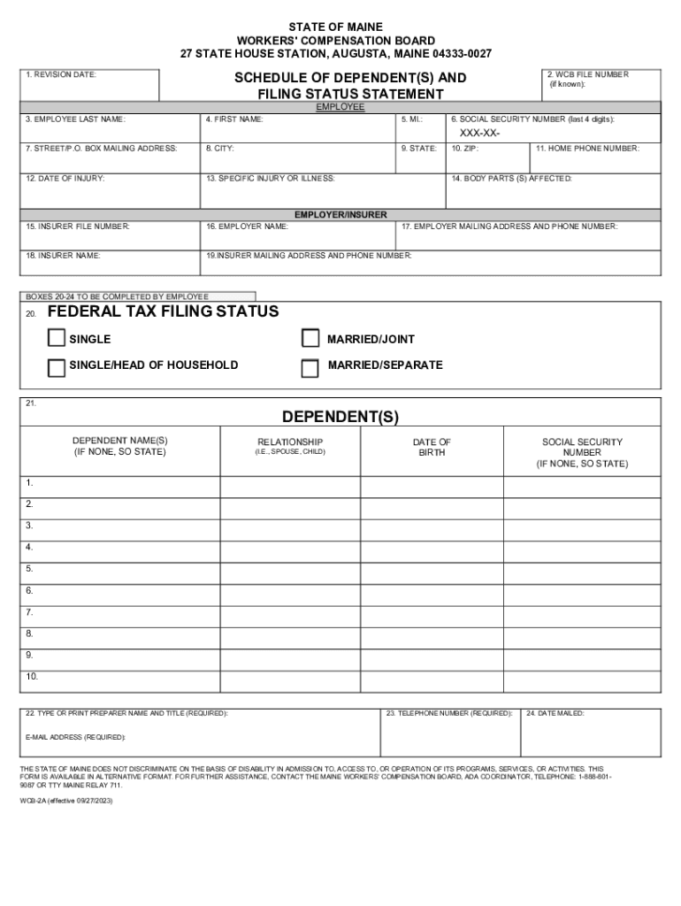 Fillable Online Schedule Of Dependents And Filing Status Statement ...