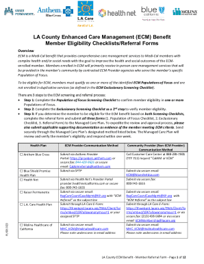 Fillable Online L.A. County Enhanced Care Management (ECM) Benefit ...