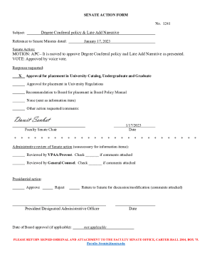 Fillable Online Degree Conferral policy & Late Add Narrative MOTION ...