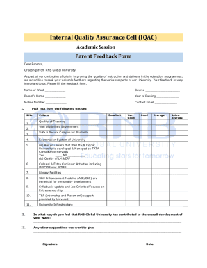 Fillable Online Parents Feedback Form.pdf Fax Email Print - pdfFiller