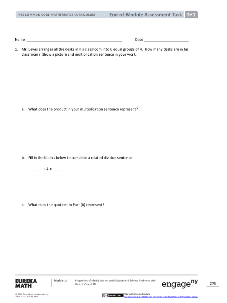 Fillable Online End-of-Module Assessment Task 3 1 Fax Email Print ...