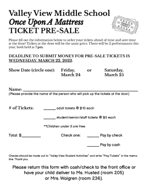 Fillable Online Ticket Pre-Sale Form Fax Email Print - pdfFiller