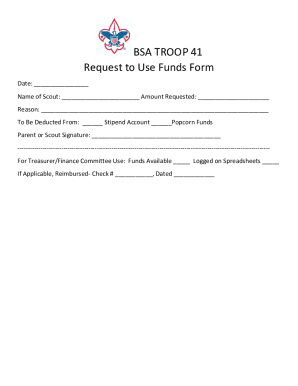 Fillable Online BSA TROOP 41 Request to Use Funds Form Fax Email Print ...