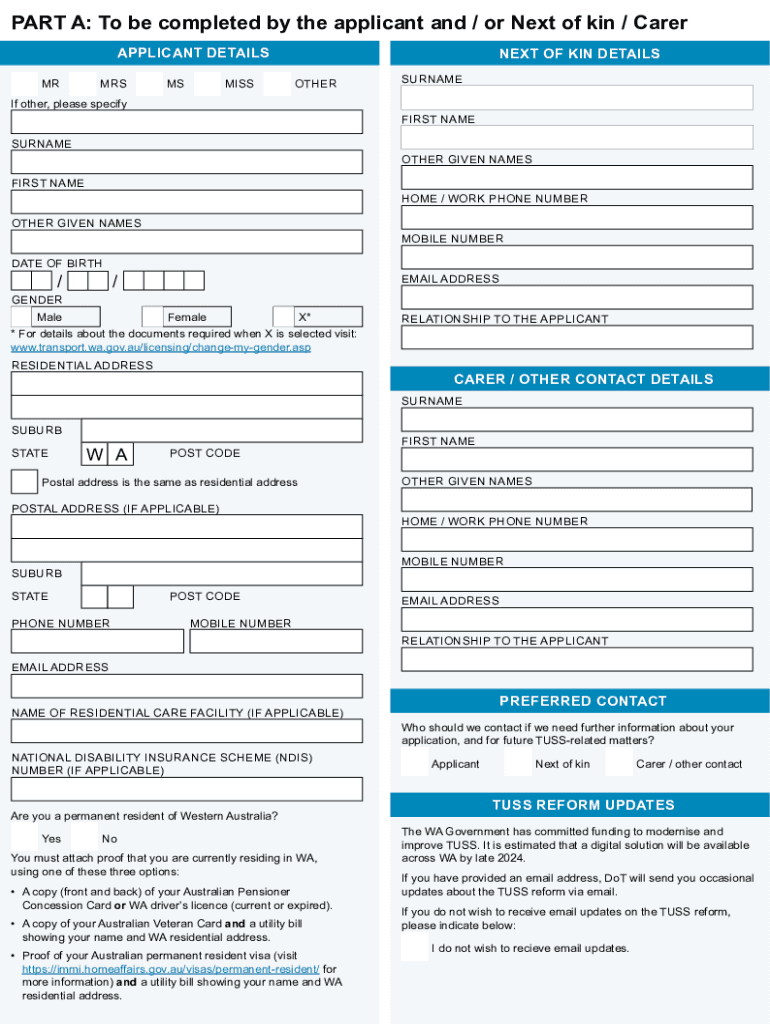 Fillable Online Taxi User Subsidy Scheme (TUSS) application form (ODT47 ...