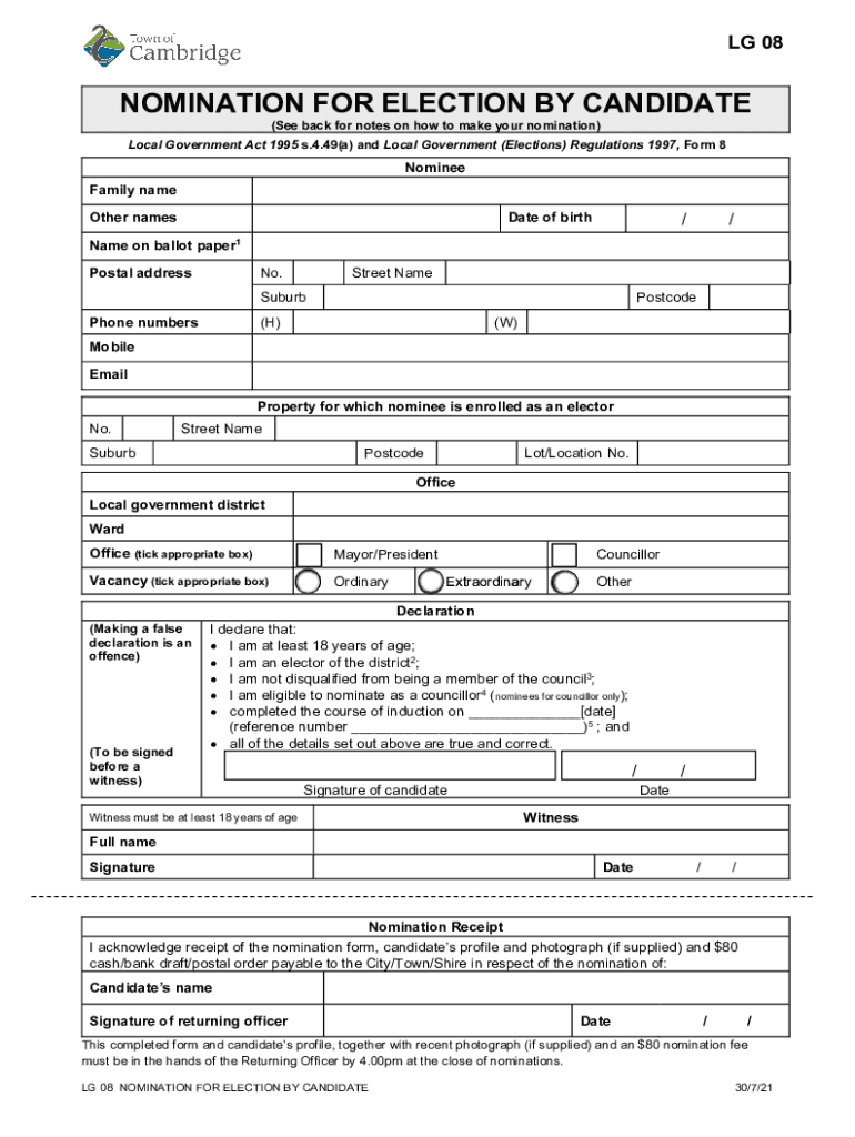 Fillable Online WESTERN AUSTRALIAN - Electoral Commission Fax Email ...