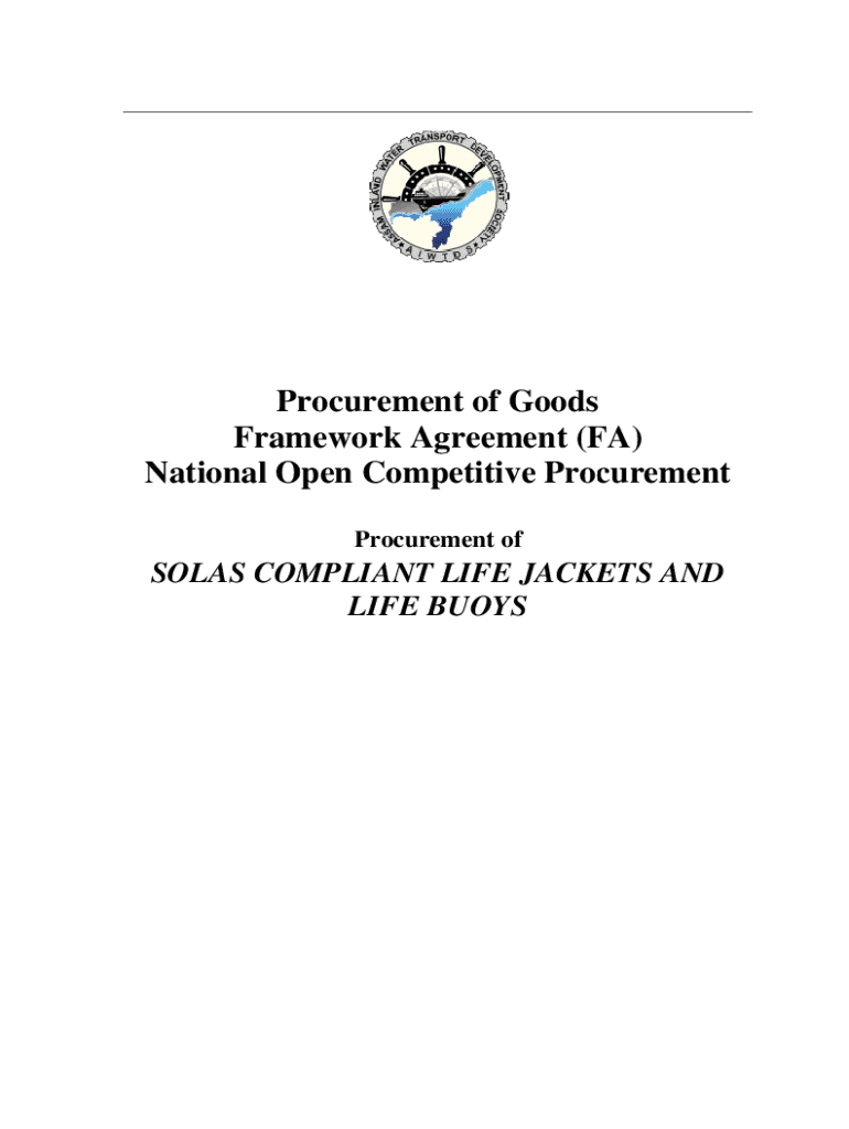 Fillable Online Procurement of Goods Framework Agreement (FA) Open ...