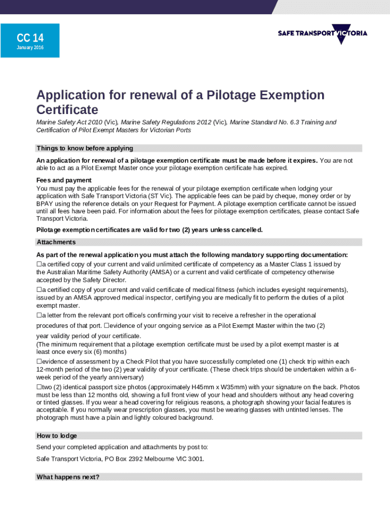 Application for renewal of a Pilotage Exemption Certificate Doc ...