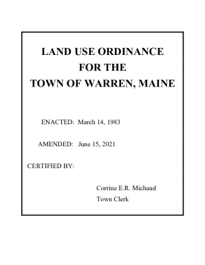 Fillable Online LAND USE ORDINANCE FOR THE TOWN OF WARREN, MAINE Fax ...