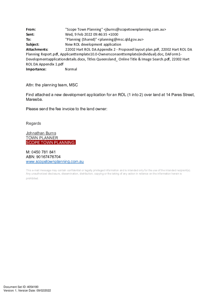 Fillable Online . Scope Town Planning submits New Development Application - ROL (1 into 2 Lots ...