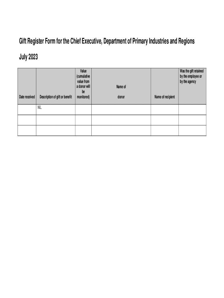 Fillable Online pir sa gov Approved formGifts and Benefits Register ...