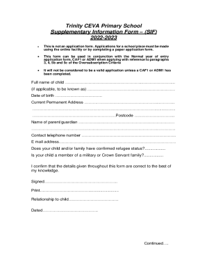 Fillable Online Admissions Supplementary Information Form 2022-2023 Fax ...