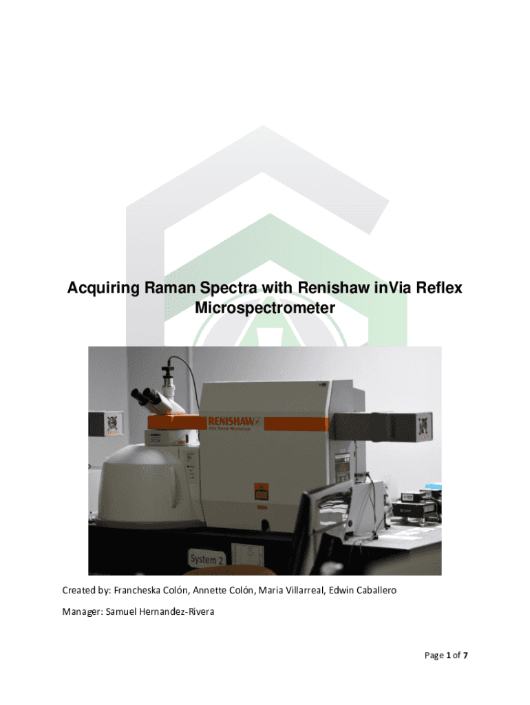 Fillable Online Acquiring Raman Spectra with Renishaw inVia Reflex ...