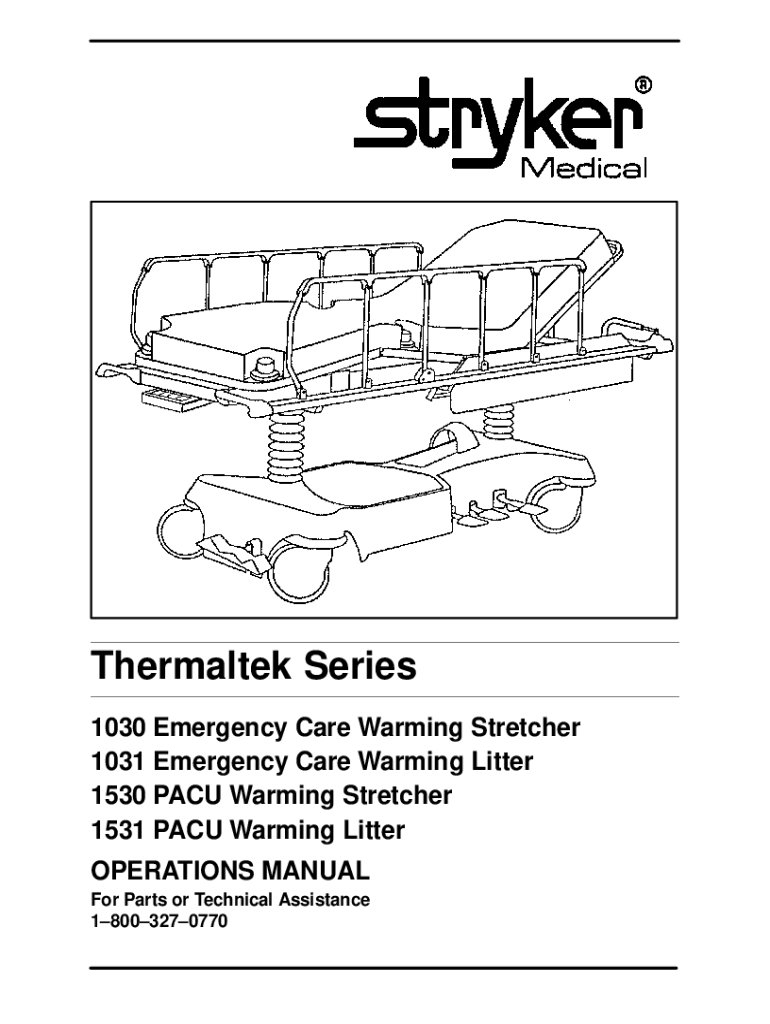Fillable Online Stryker Medical Thermaltek Series Maintenance Manual ...