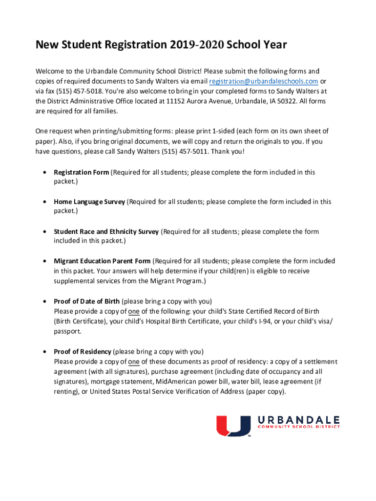 Fillable Online Student Registration For The 2023-24 School Year Fax ...