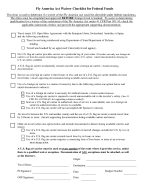 Fillable Online Foreign Air Carrier Exception/ Fly America Act Waiver ...