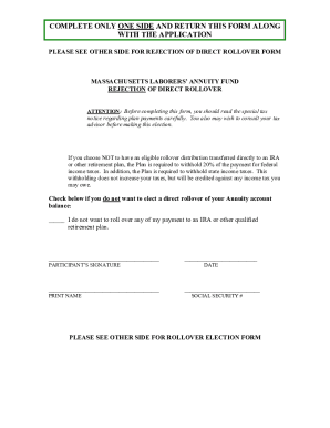 Fillable Online Rollover Election or Rejection Form.pdf Fax Email Print ...