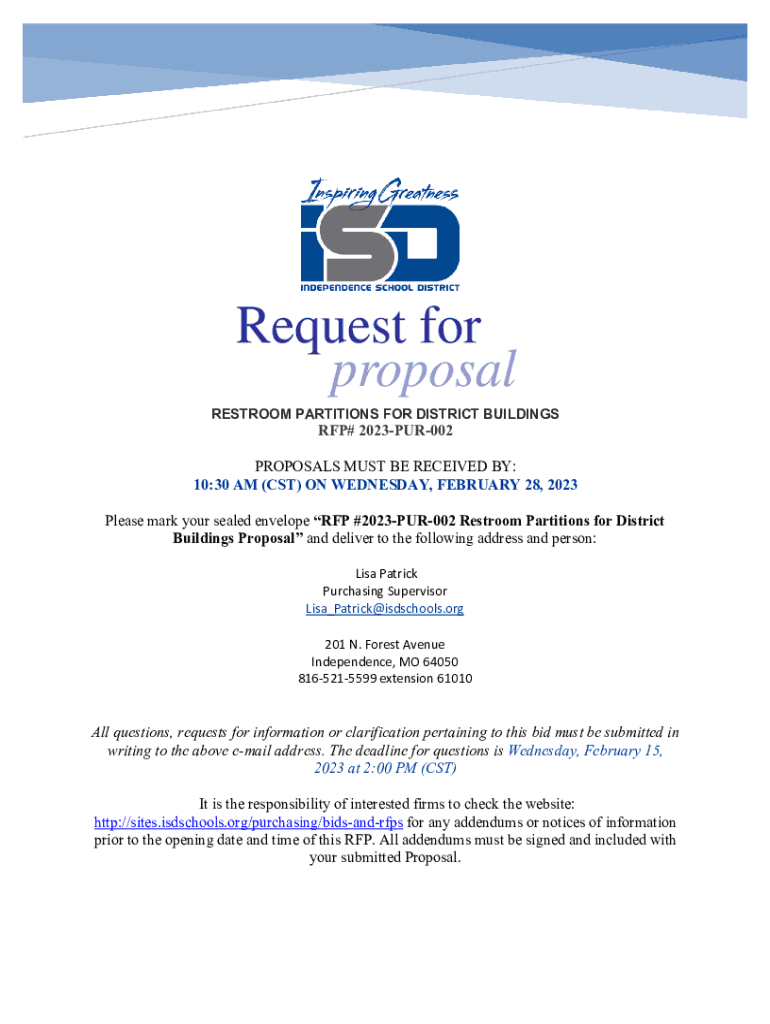 Fillable Online restroom partitions and accessories Bids, RFP & ... Fax ...