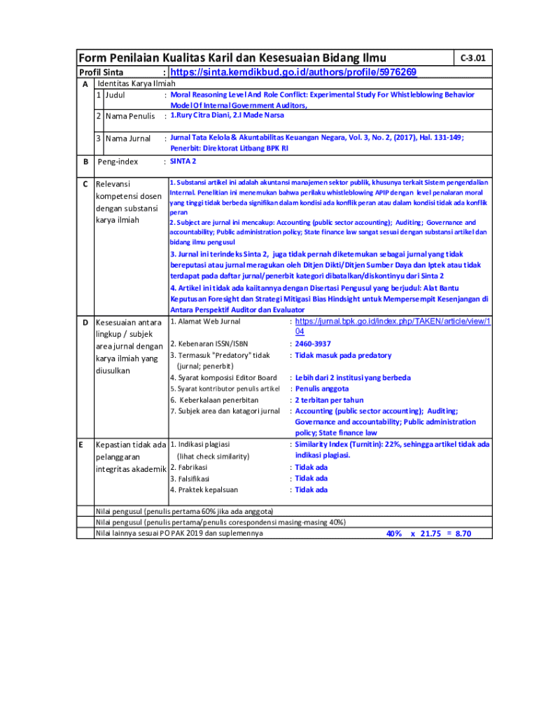 Fillable Online Form Kualitas KarilProf. I Made Narsa.xlsx Fax Email Print - pdfFiller