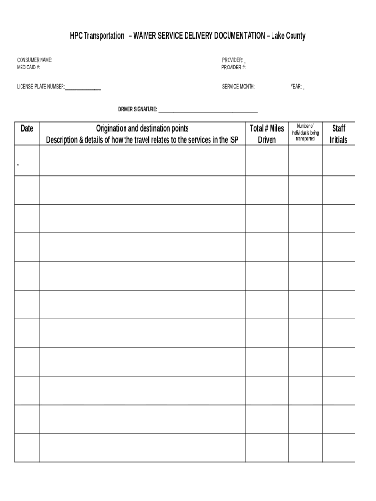 Dodd hpc mileage Non-Emergency Medical ... Doc Template | pdfFiller