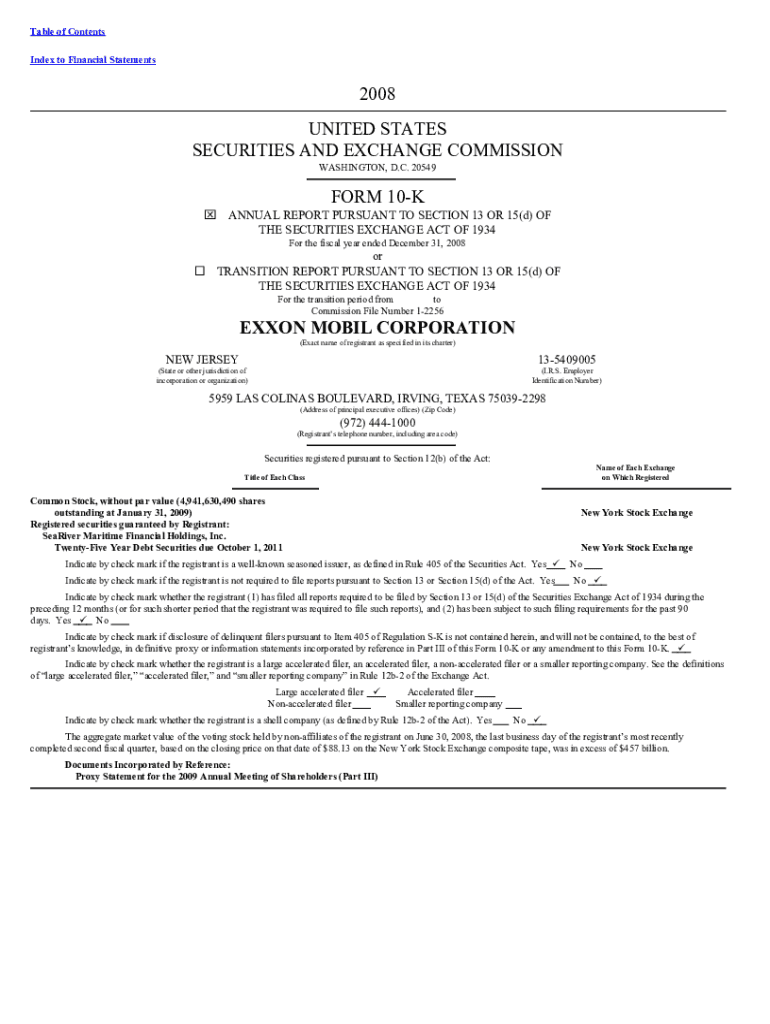 Fillable Online 10-K - 02/27/2009 - Exxon Mobil Corporation - Exxon ...