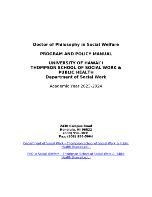 UH Thompson School of Social Work & Public Health - manoa hawaii Doc Template | pdfFiller