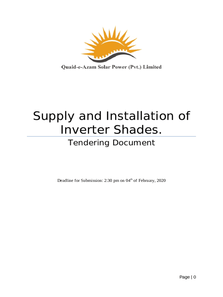 Supply and Installation of Inverter Shades.. Tendering Document Doc Template | pdfFiller