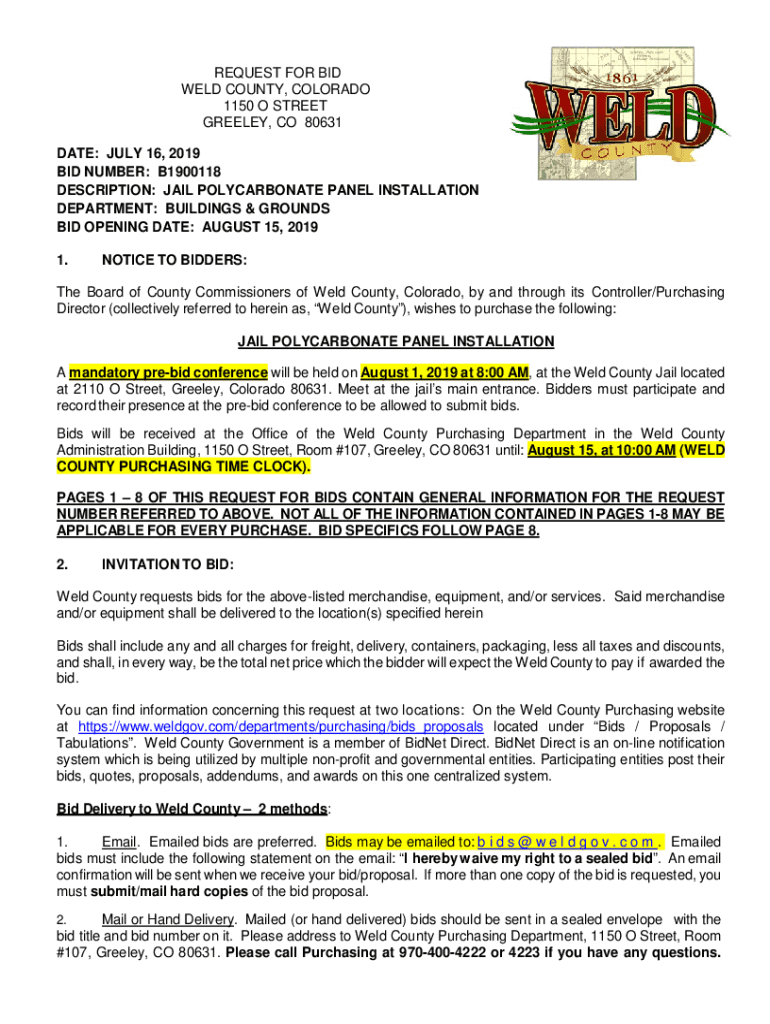 Fillable Online Weld County Jail Booking Area Renovation Design & ... Fax Email Print - pdfFiller