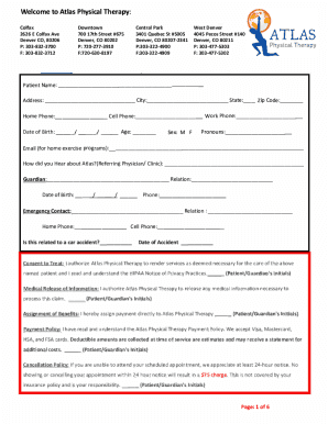 Fillable Online ATLAS Physical Therapy: Physical Therapy in Denver Fax Email Print - pdfFiller