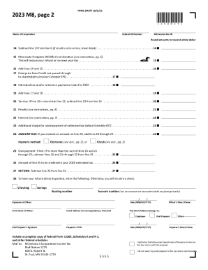 Fillable Online Minnesota Form M8 (S Corporation Return (M8 and M8A ...