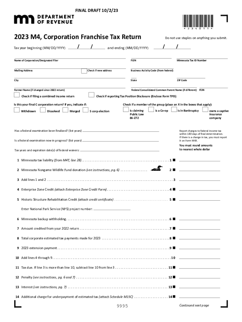 2023 Form MN DoR M4 Fill Online, Printable, Fillable, Blank - pdfFiller