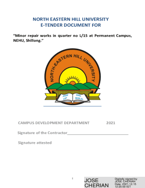 Fillable Online nehu ac north eastern hill university e-tender document ...