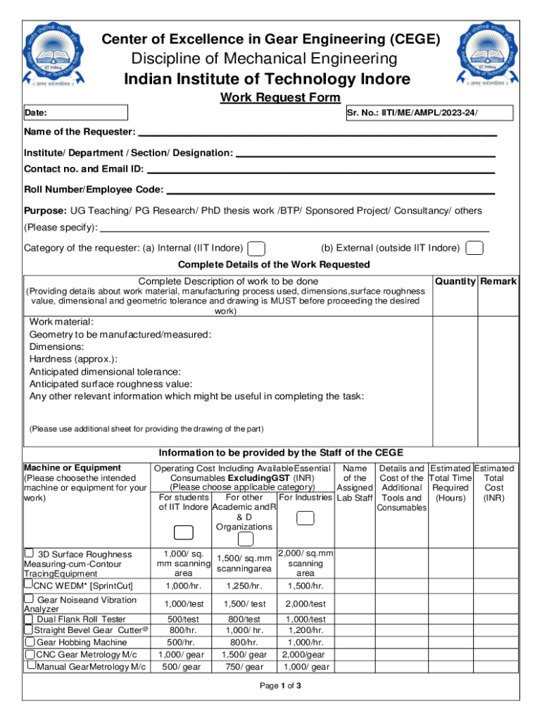 Fillable Online people iiti ac Work Request Forms Fax Email Print - pdfFiller