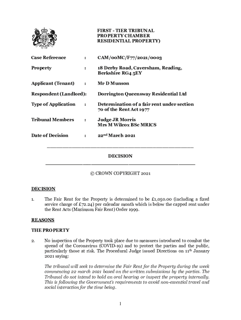 Fillable Online The First Tier Tribunal Property Chamberresidential ...