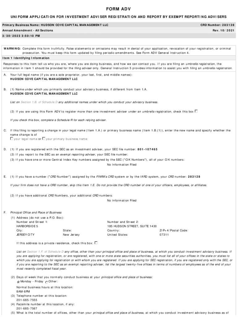 Fillable Online Final Rule: Form ADV and Investment Advisers Act Rules ...