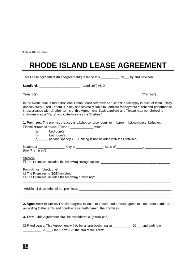 RHODE ISLAND LEASE AGREEMENT Doc Template | pdfFiller